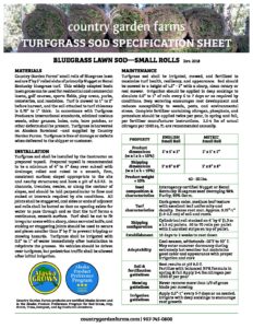 2018 CGF sod lawn spec sheet | Country Garden Farms